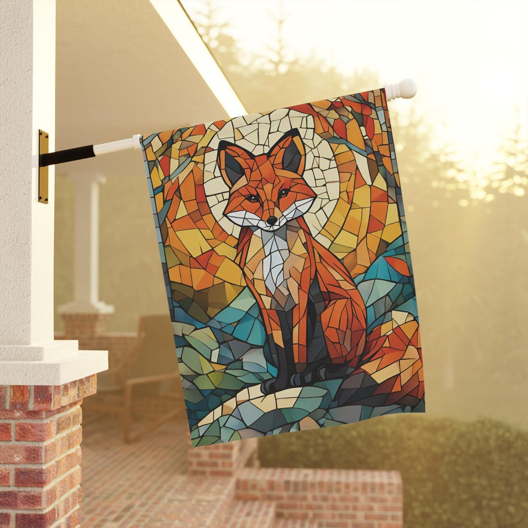 Garden Banner, Fox Flag for Garden, Fox Mosaic Flag for House, Fox Home ...