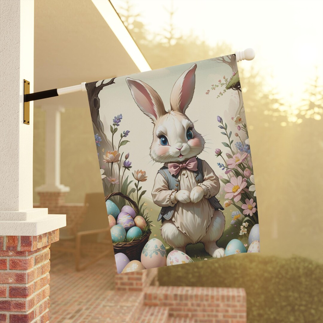 Easter Garden Flag, Easter Bunny Flag, Easter Rabbit Flag, Easter Bunny ...