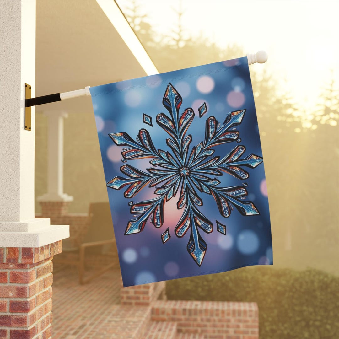 Winter Snowflake Garden Flag, Christmas House Banner, Snowflake Design ...