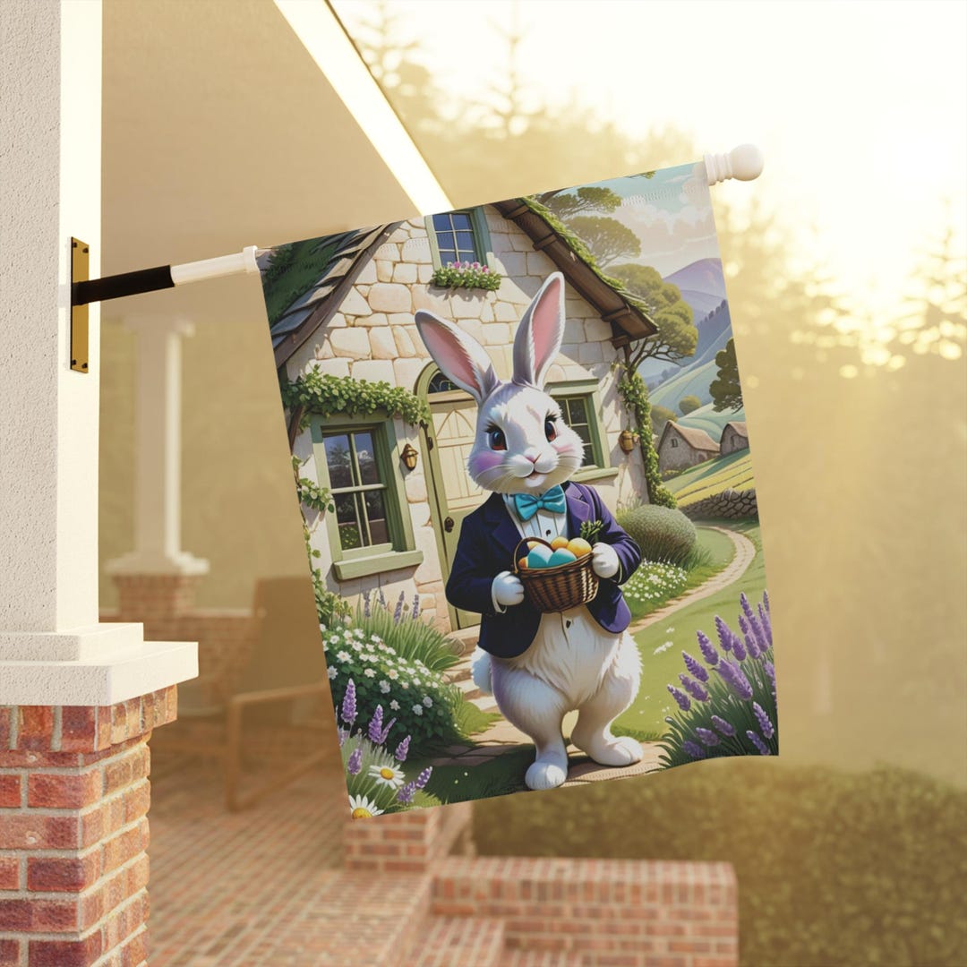 Rabbit Garden Flag, Easter Bunny Flag, Easter Rabbit Flag, Easter Bunny ...