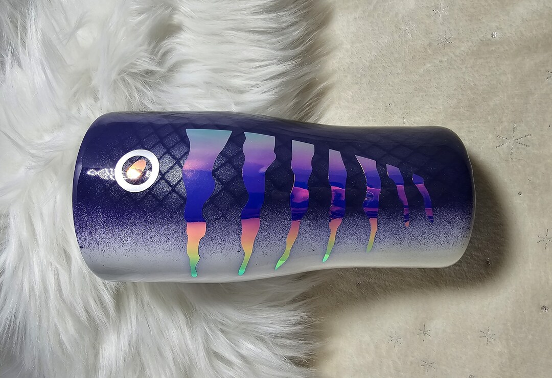 Purple White and Holographic Fishing Lure Cup - Etsy