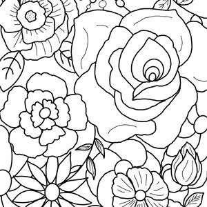 Printable Flower Power Coloring Page - Etsy