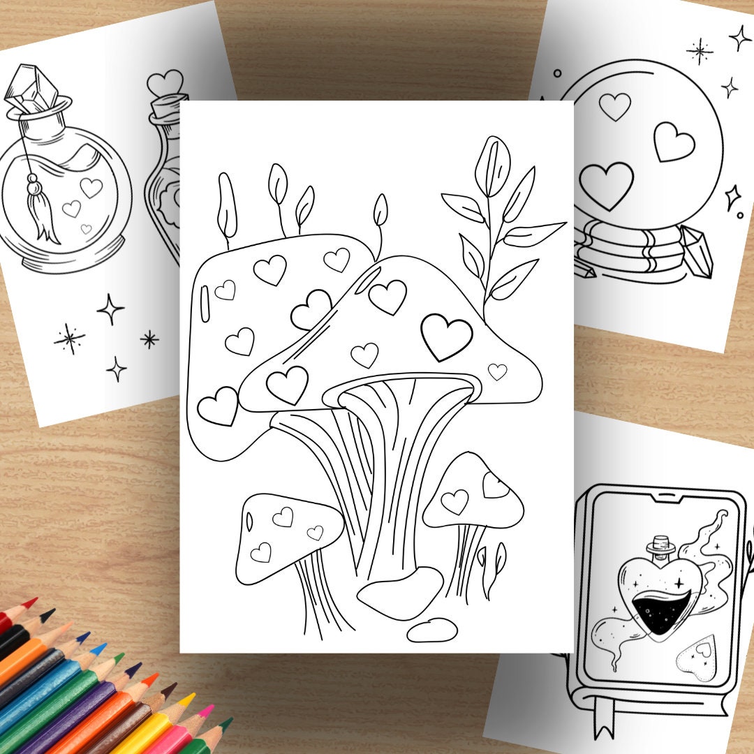 Printable Minimalist Cottagecore Core Coloring Pages for Adult Heart ...