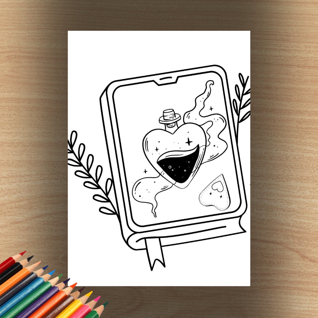 Printable Minimalist Cottagecore Core Coloring Pages for Adult Heart ...