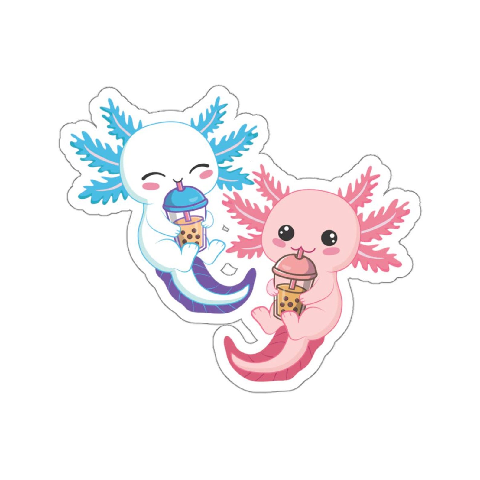 Axolotl Sticker, Axolotl With Boba Sticker, Animals With Boba Stickers ...
