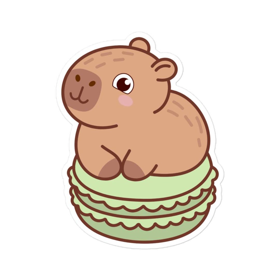 Capybara Sticker, Capybara on Macaron Sticker, Cute Animal Stickers ...