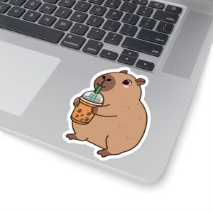 Capybara Sticker, Capybara With Boba Sticker, Cute Animal Stickers ...
