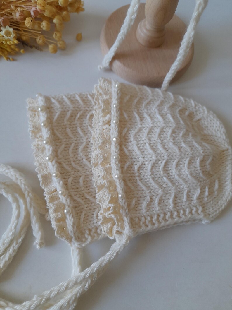 Newborn Bonnet, Ivory Color, Cotton+merino, Photoprops, Photographers ...