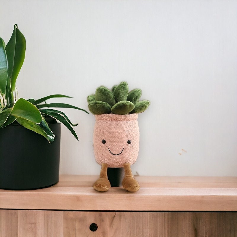 25cm Blue, Pink, Khaki Succulent Plants Plush Toys, Creative Potted ...