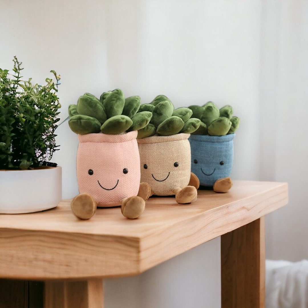 25cm Blue, Pink, Khaki Succulent Plants Plush Toys, Creative Potted ...