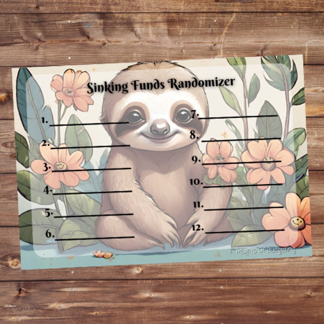 A5 Sinking Funds Randomizer Sloth - Etsy