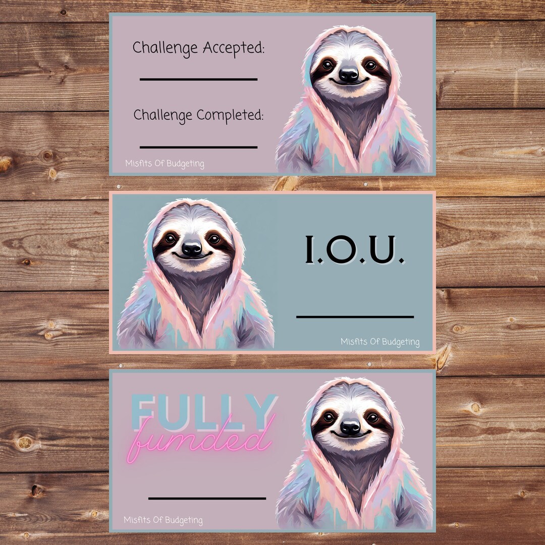 Sloth Budget Slips Digital - Etsy
