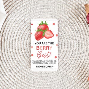 Strawberry Thank You Gift Tag Template, Berry First Birthday Favor Tags ...