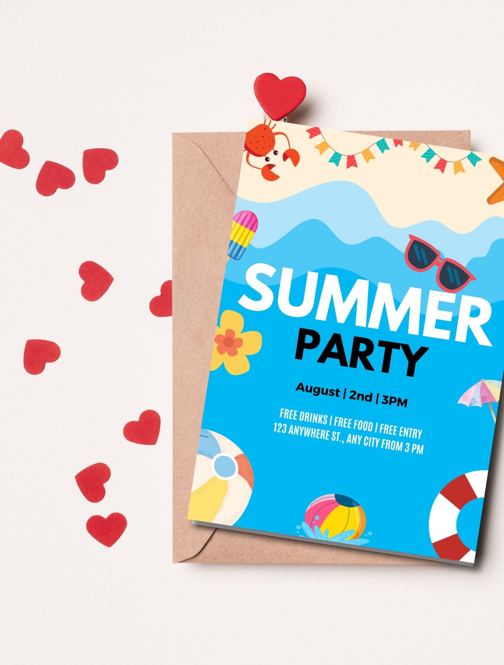 Hello Summer Party Invitation Template, Sun Invitation, Summer Party ...