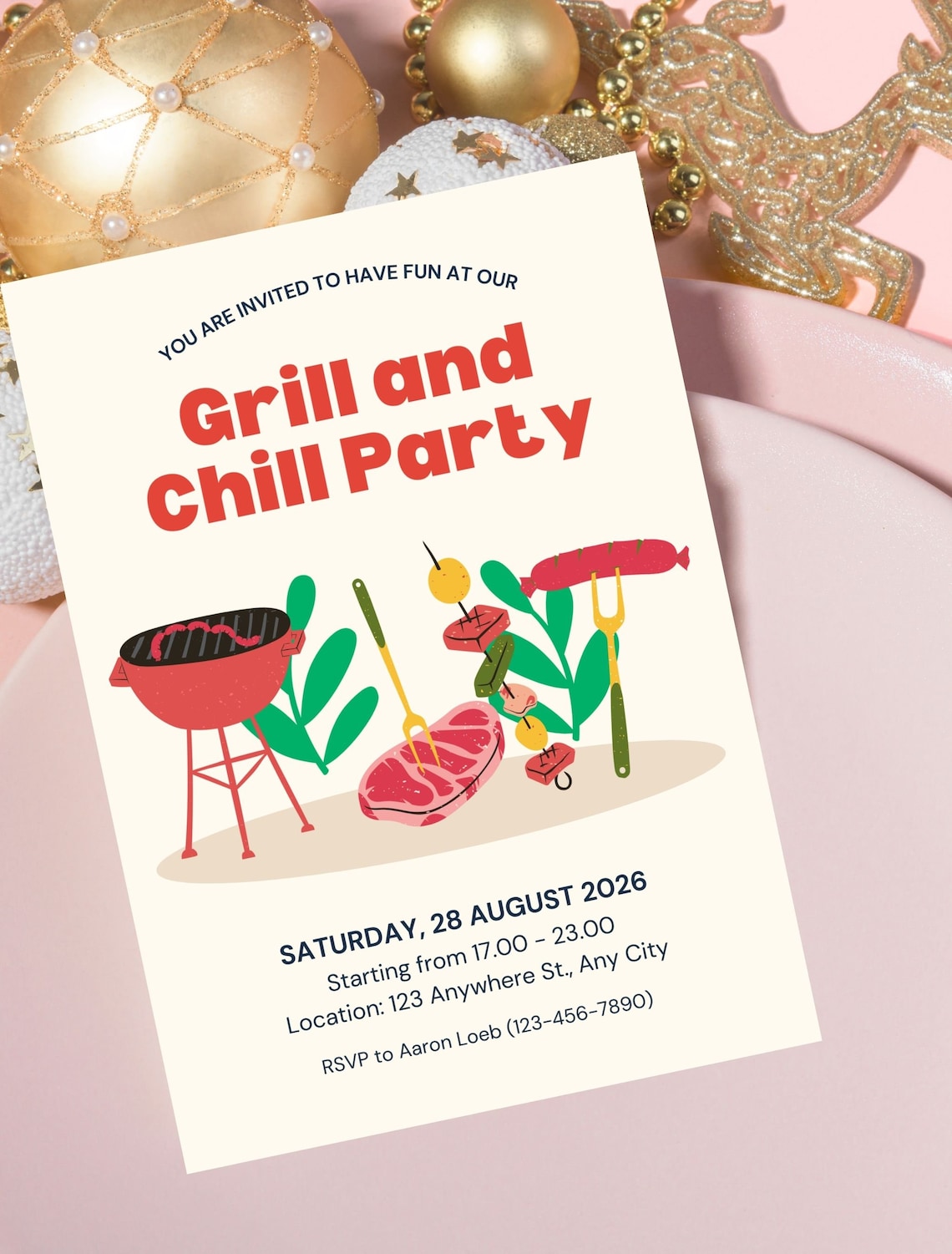 Editable BBQ Birthday Invitation Template, Barbeque Birthday Invitation ...