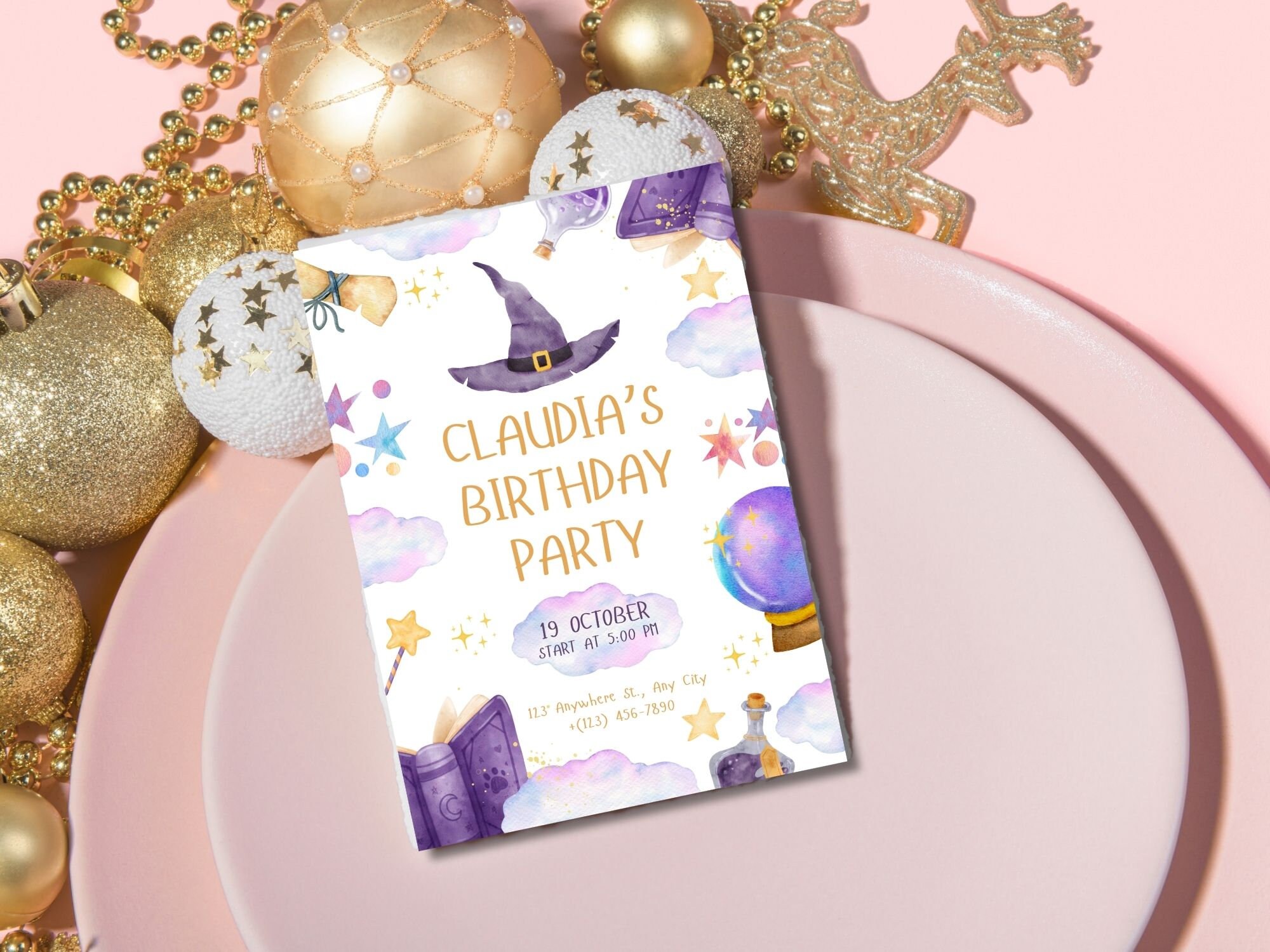 Editable Wizards Witches Birthday Invitation Magical Birthday Invite ...