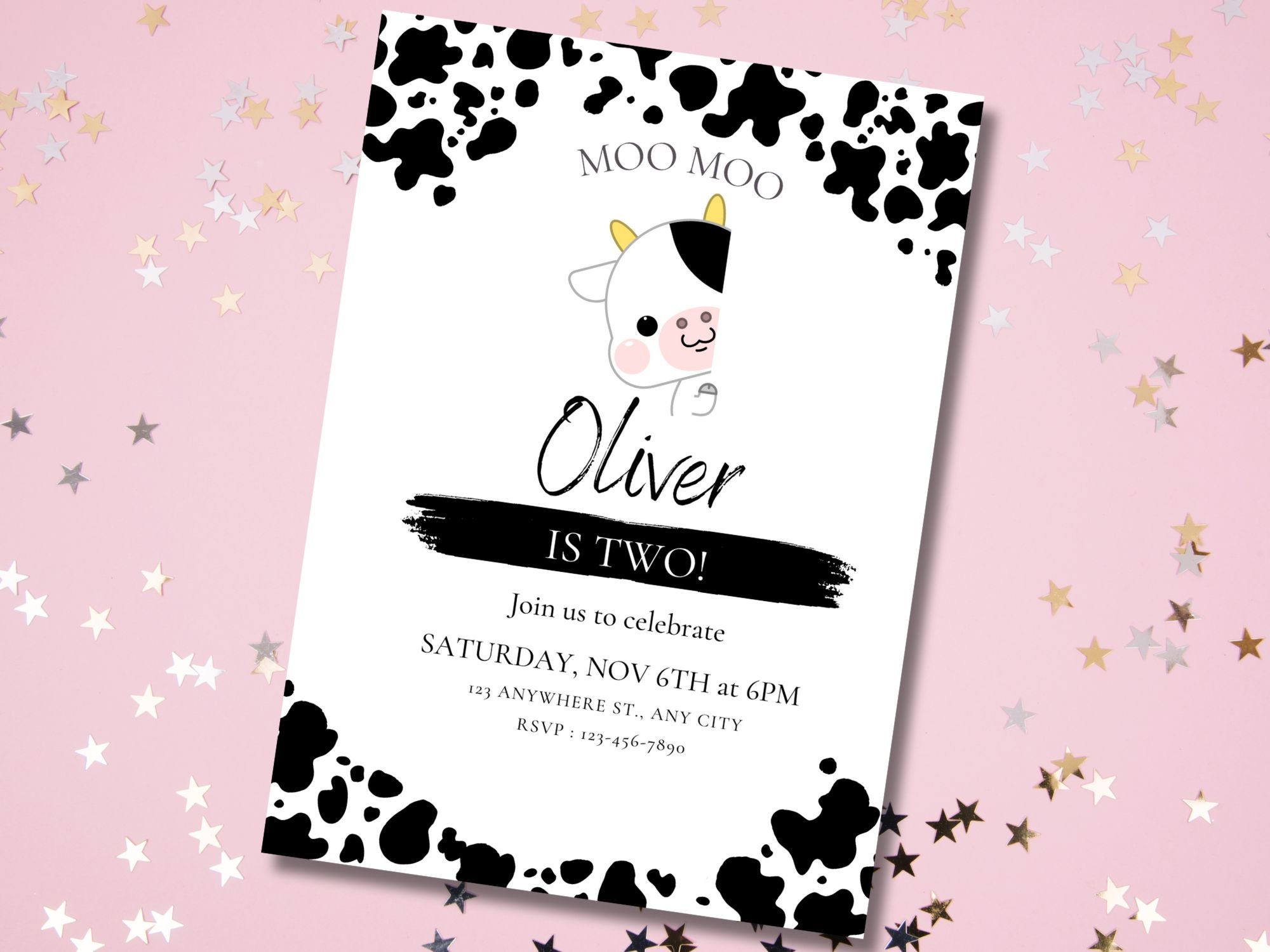 Holy Cow Birthday Invitation Template: Editable Farm Animal Party ...