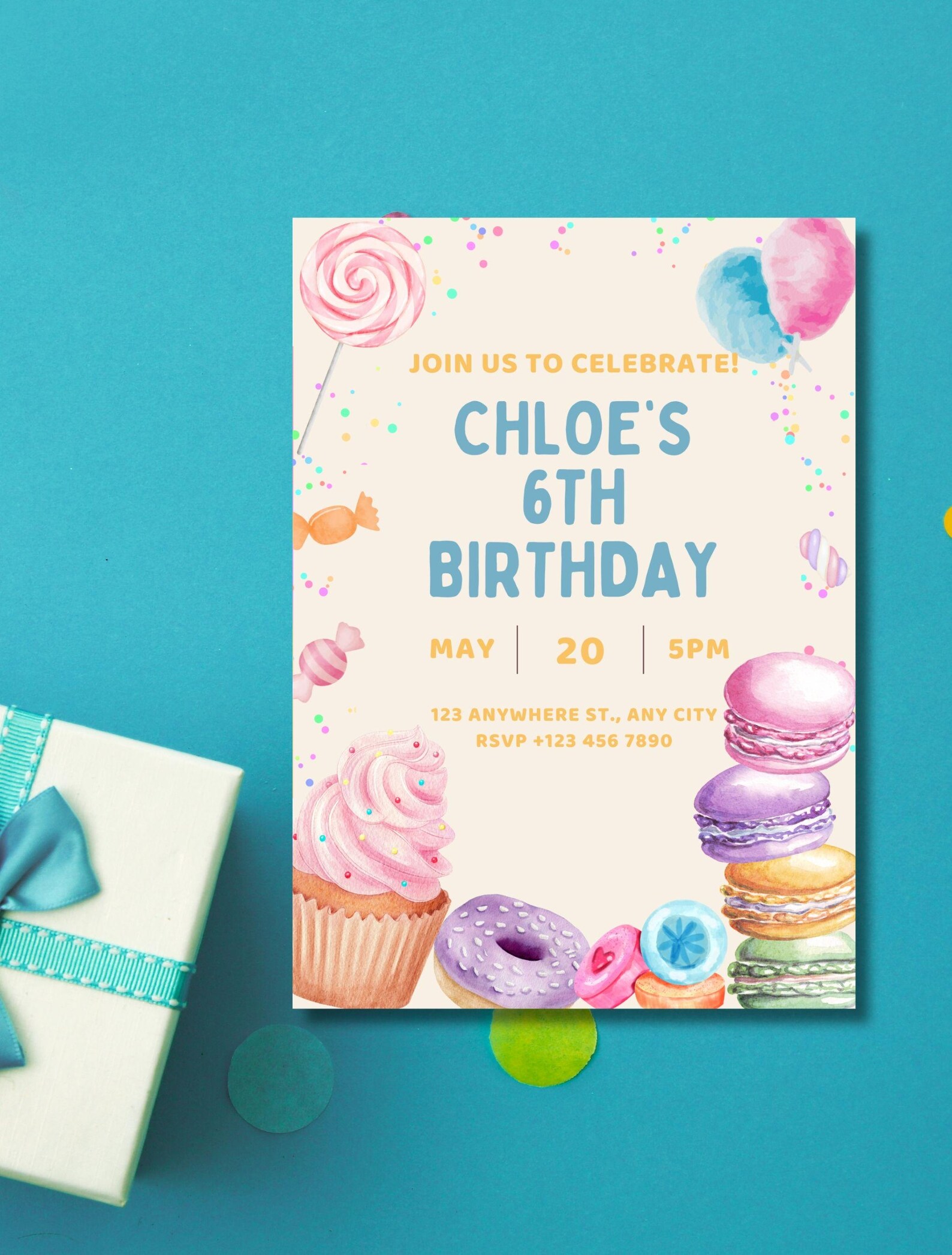 Editable Sweets Candy Invitation Template, Sweet Candy Birthday ...