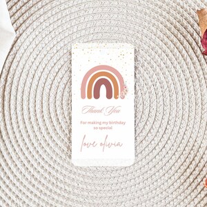 Rainbow Birthday Thank You Tag Pastel Rainbow Party Gift Tag Rainbow ...