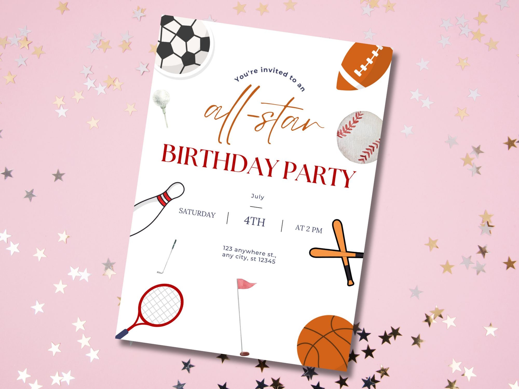 Editable Sports Invitation, Neon Sports Invites, Sports Flyer, Sport ...