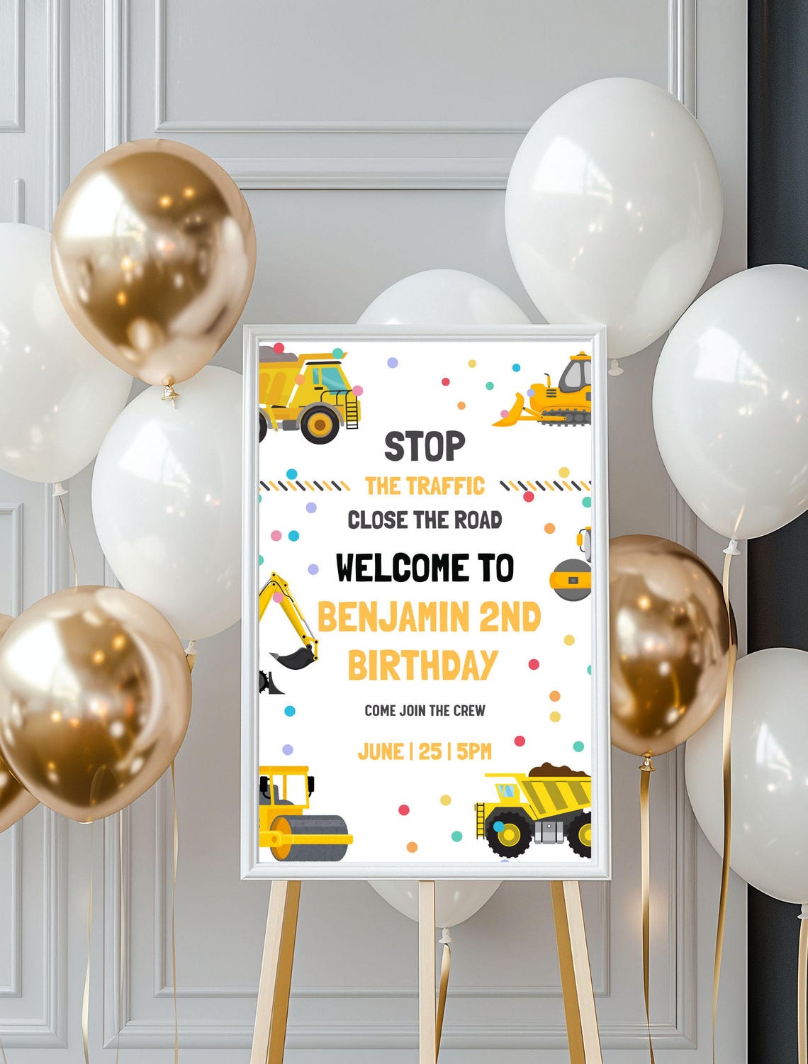 Editable Construction Welcome Sign, Construction Truck Party Decoration ...