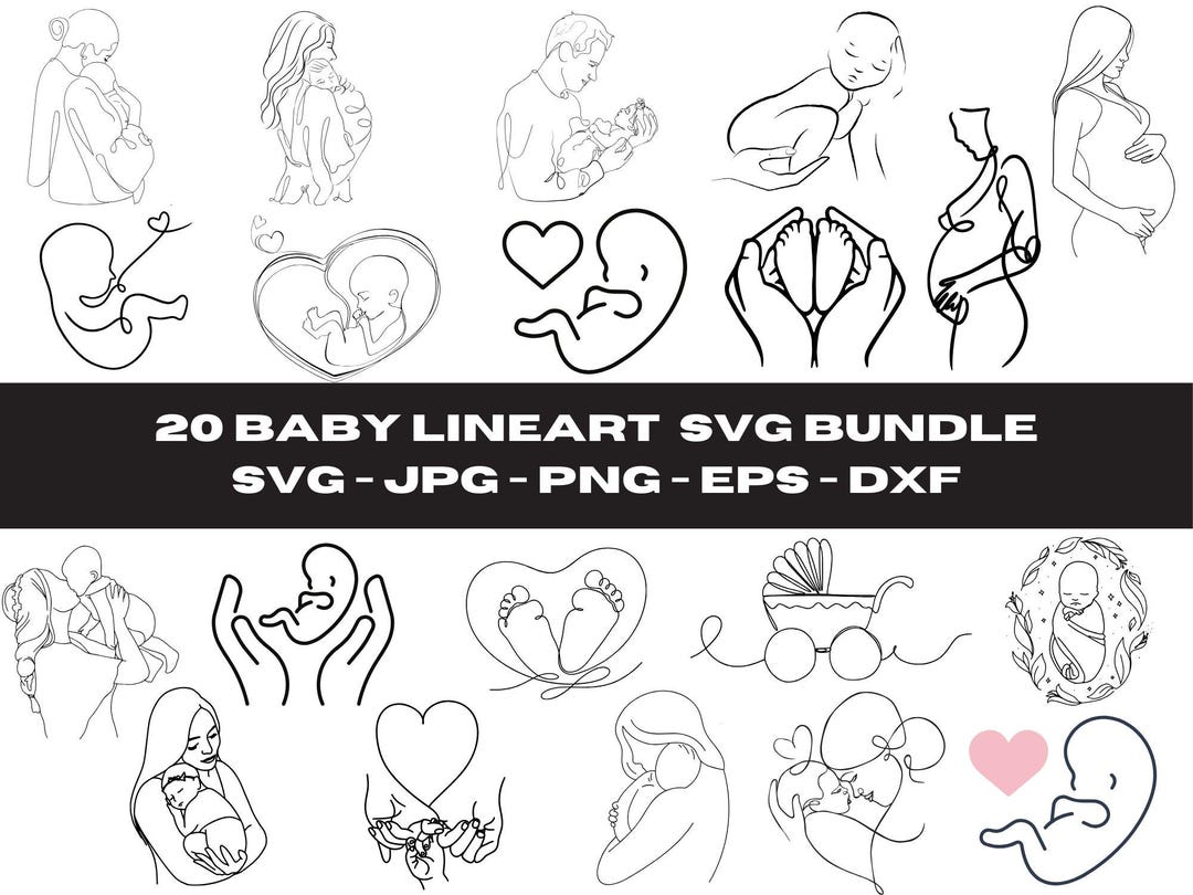 Baby Line Art\ Child\ Baby\ Newborn Toddler\ Line Drawing\ Instant ...