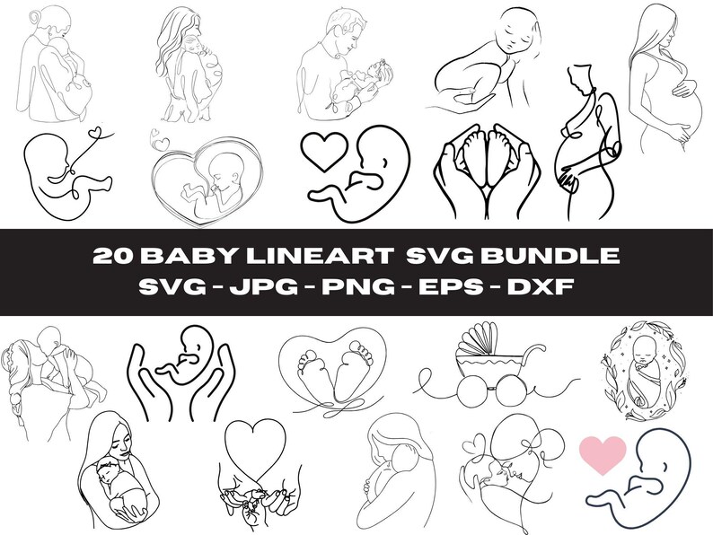 Baby Line Art\ Child\ Baby\ Newborn Toddler\ Line Drawing\ Instant ...
