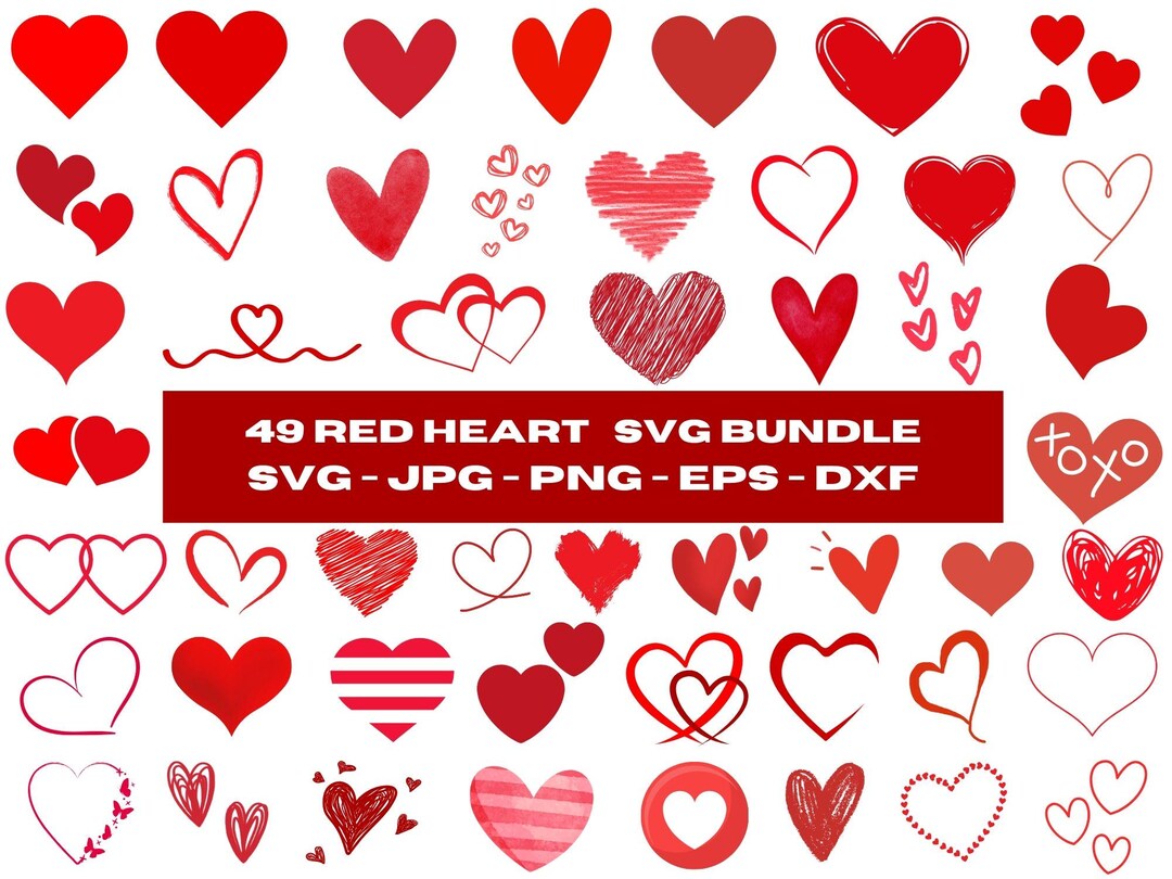 Red Heart SVG, Valentine's Day Svg, Red Hearts Bundle, Love Svg, Heart ...