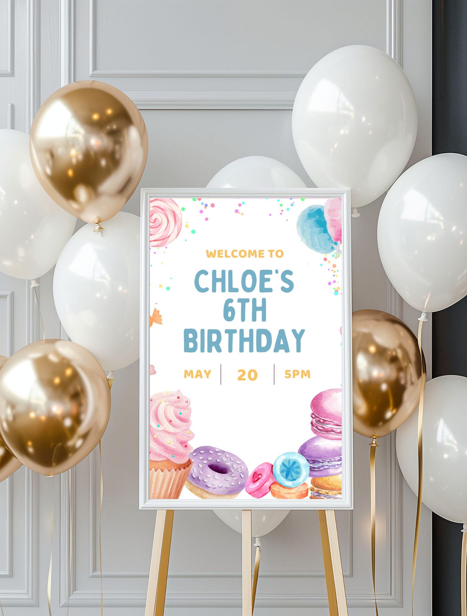 Editable Sweets Candy Welcome Sign Template, Sweets Birthday Custom ...