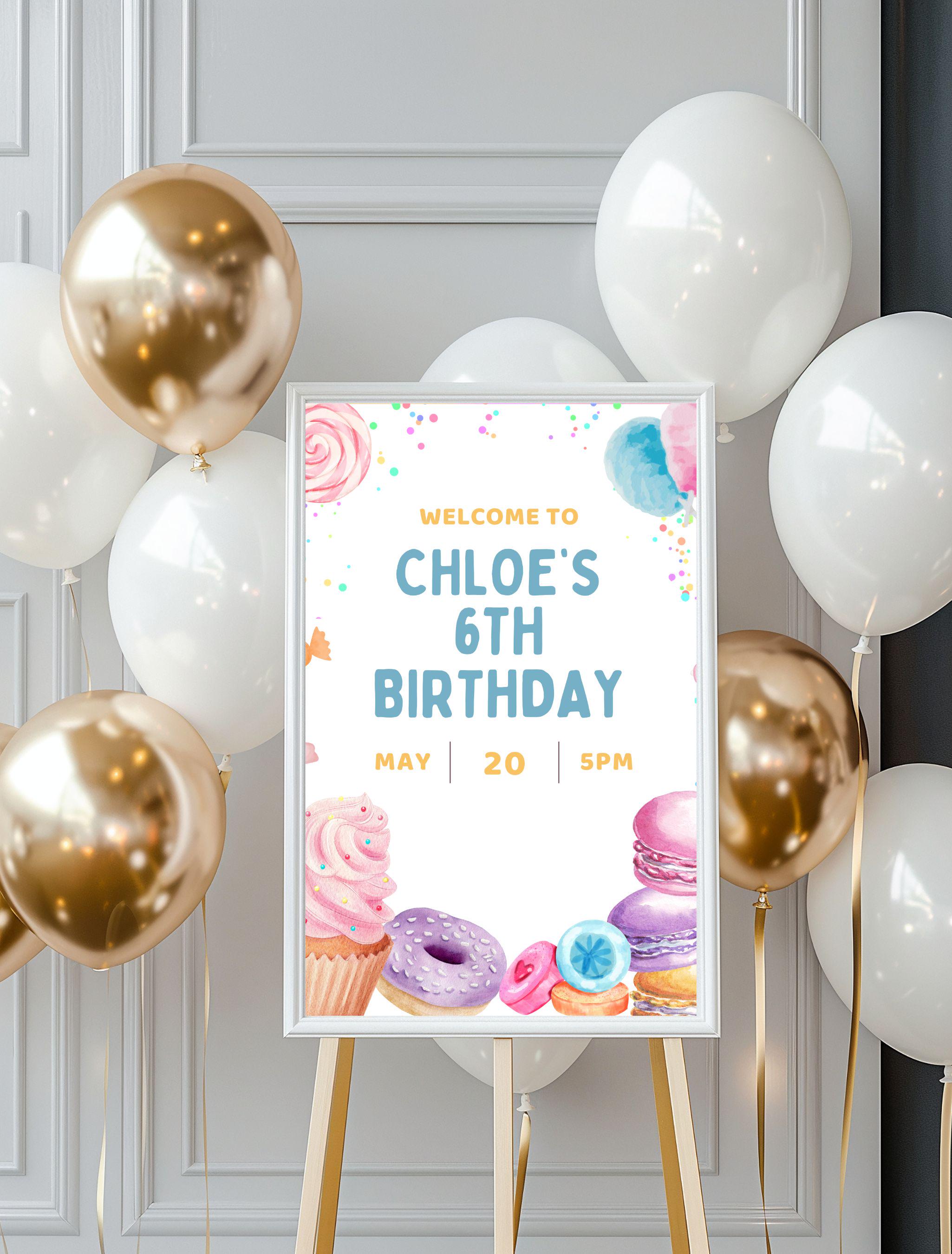 Editable Sweets Candy Welcome Sign Template, Sweets Birthday Custom ...