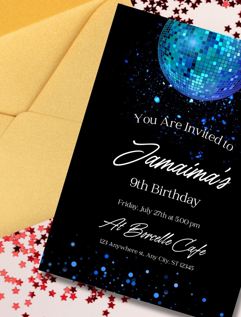 Editable Disco Party Birthday Invitation, Disco Gender Neutral Invites ...
