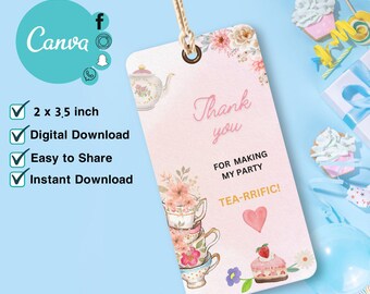 Editable Tea for Two Favor Tags Tea Birthday Thank You Tags Tea-rrific ...