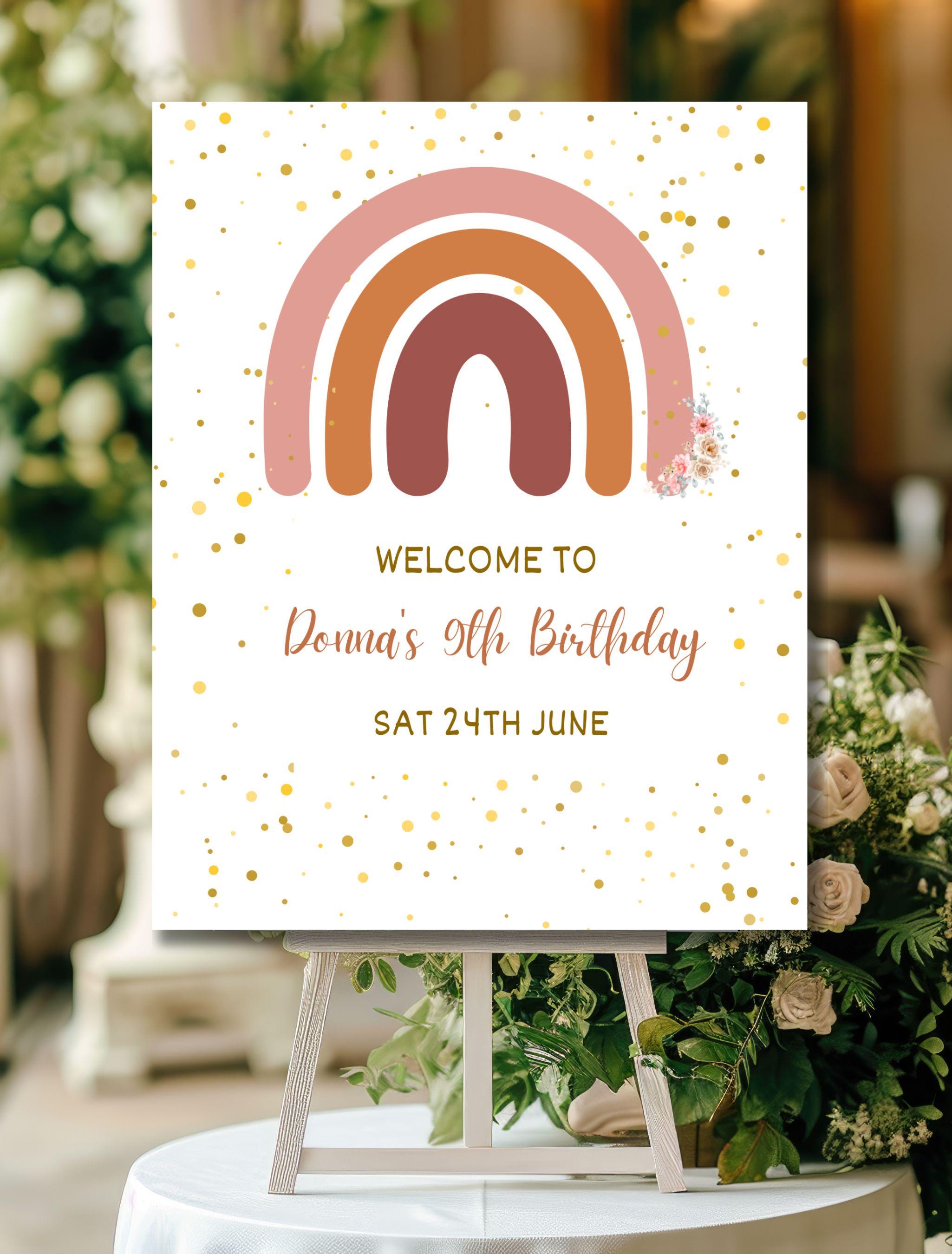Pastel Rainbow Welcome Sign Rainbow Birthday Welcome Poster Girl ...