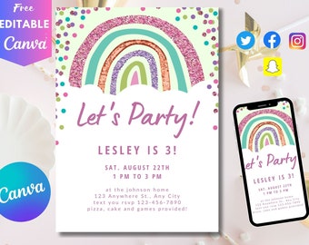 Confetti Party Invitation, It's Party Time, Colorful Invite, Simple ...