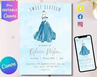 Sweet Sixteen Birthday Invitation, Modern Sweet 16, Minimalist Sweet 16 ...