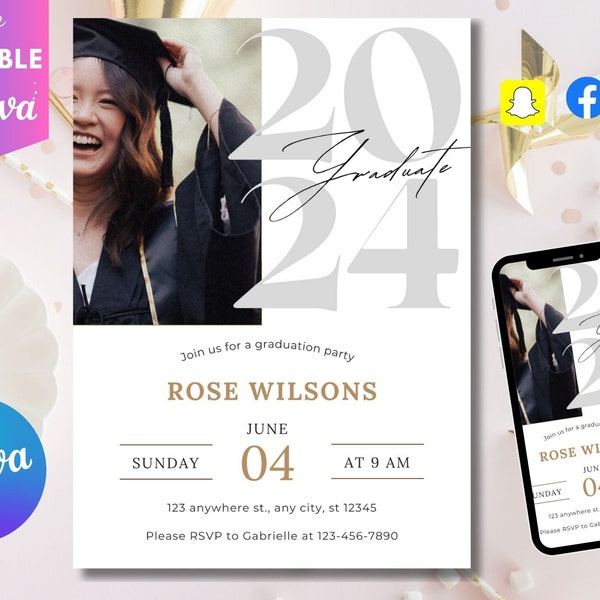 2024 Graduation Invitations Template Photo Graduation Class of 2024 ...
