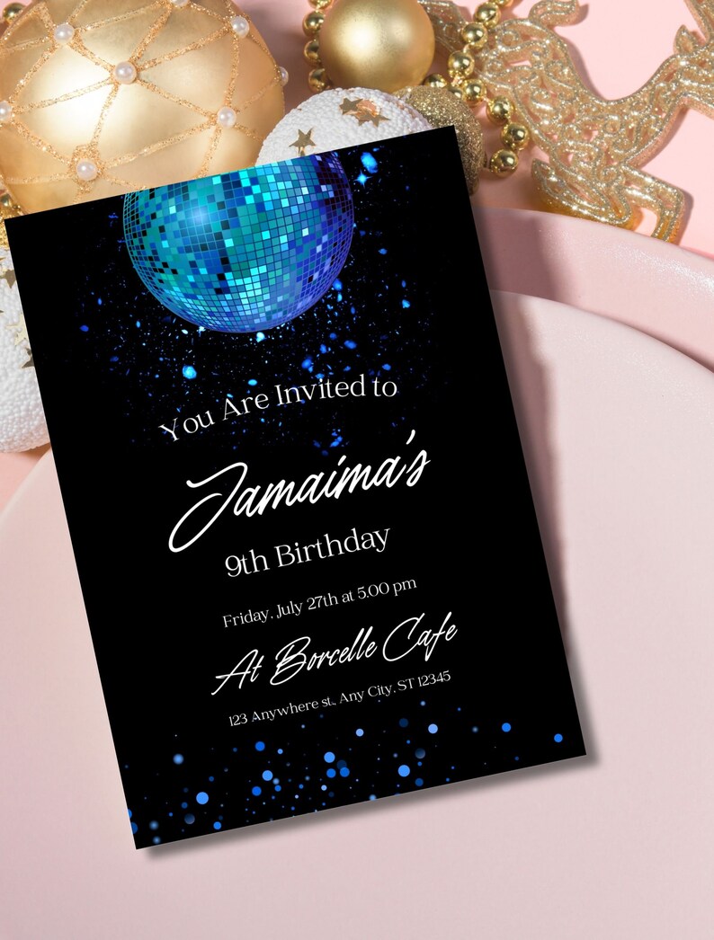 Editable Disco Party Birthday Invitation, Disco Gender Neutral Invites ...