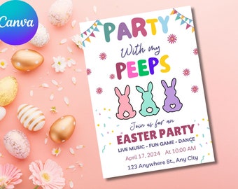 Easter Egg Hunt Invitation Editable Easter Invite Party With My Peeps ...