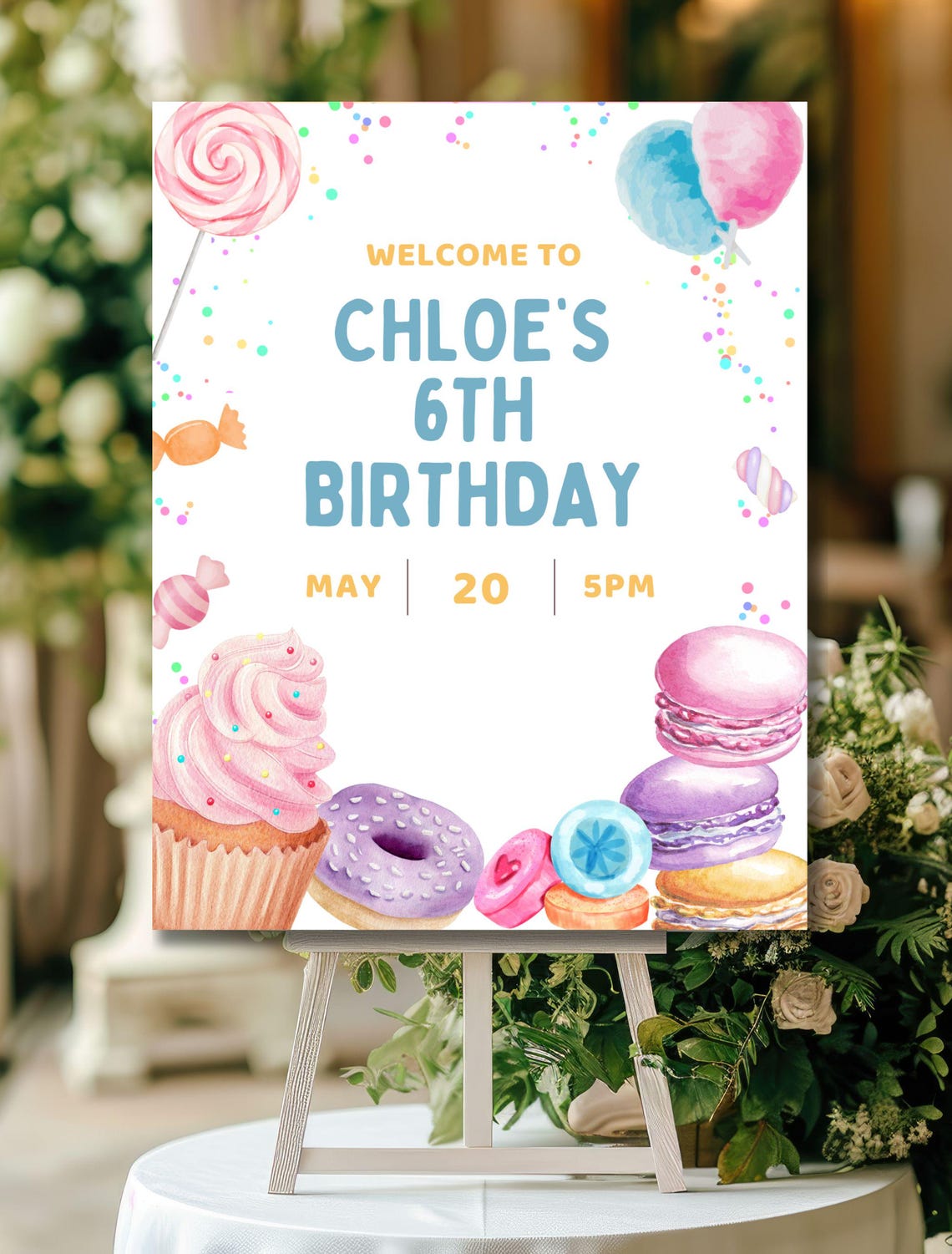 Editable Sweets Candy Welcome Sign Template, Sweets Birthday Custom ...