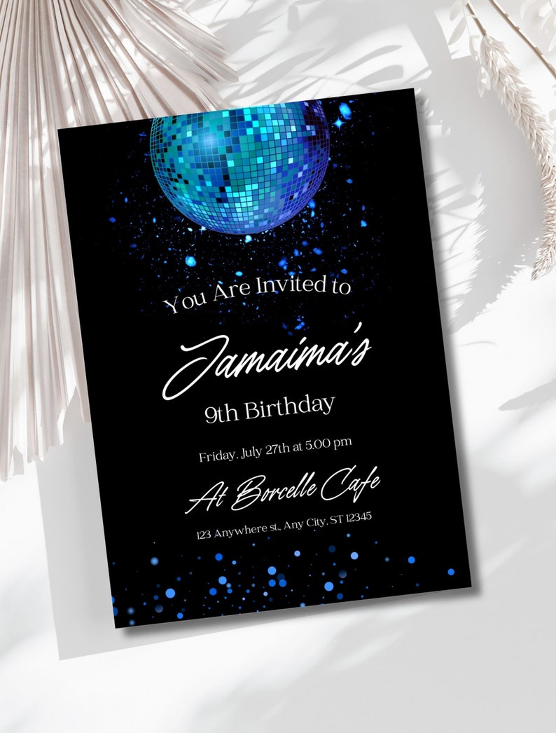 Editable Disco Party Birthday Invitation, Disco Gender Neutral Invites ...