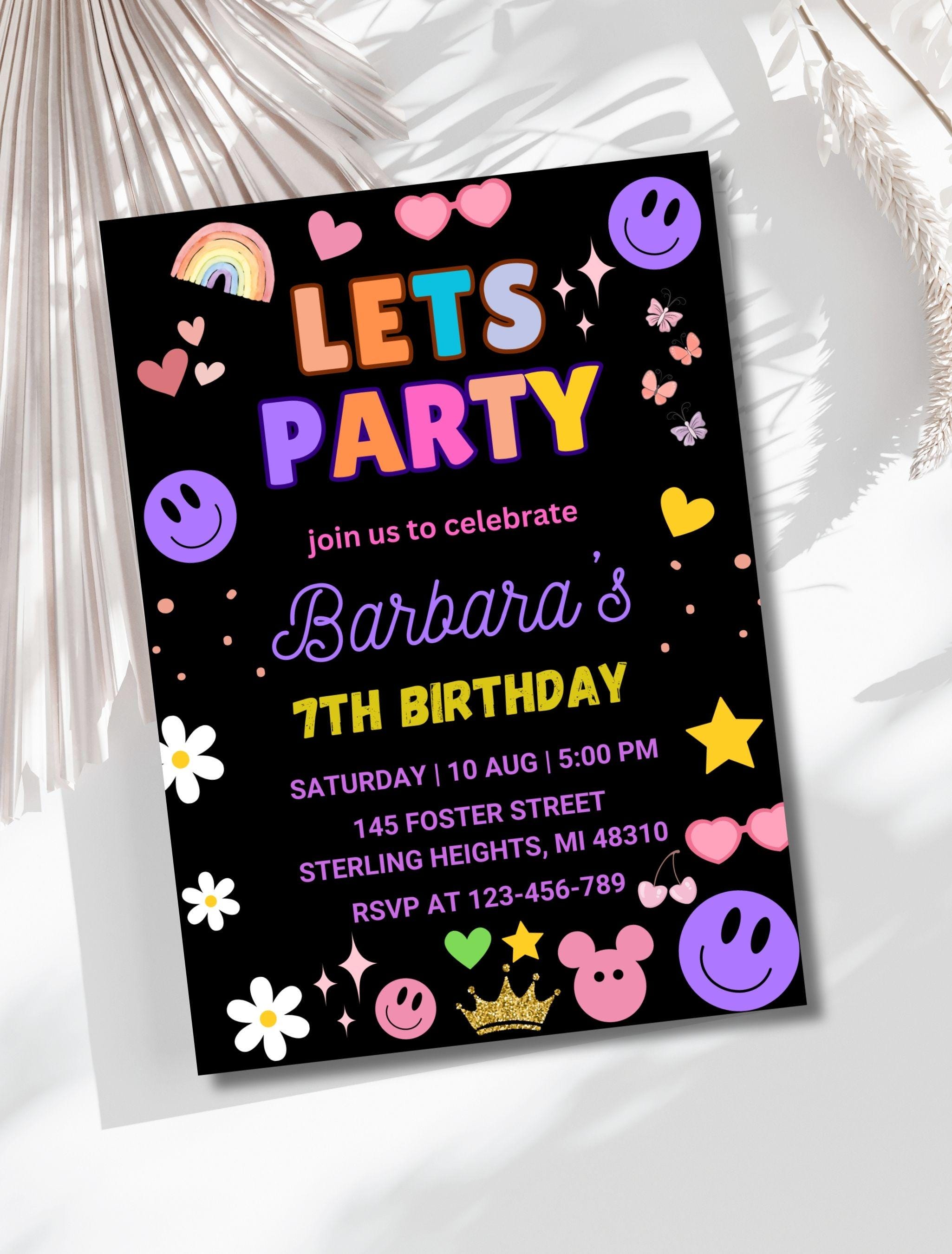 Birthday Patch Letter Invitation,girl Birthday Party Invitation,scl ...