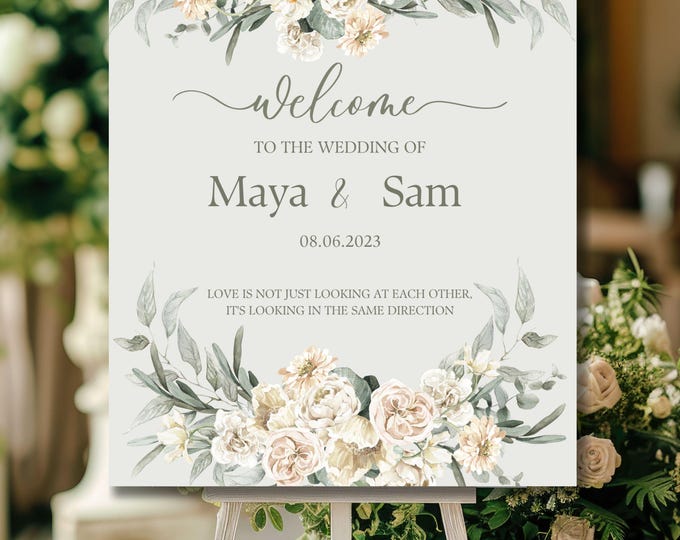 Editable Wildflower Wedding Welcome Sign Colorful Floral Wedding Garden ...
