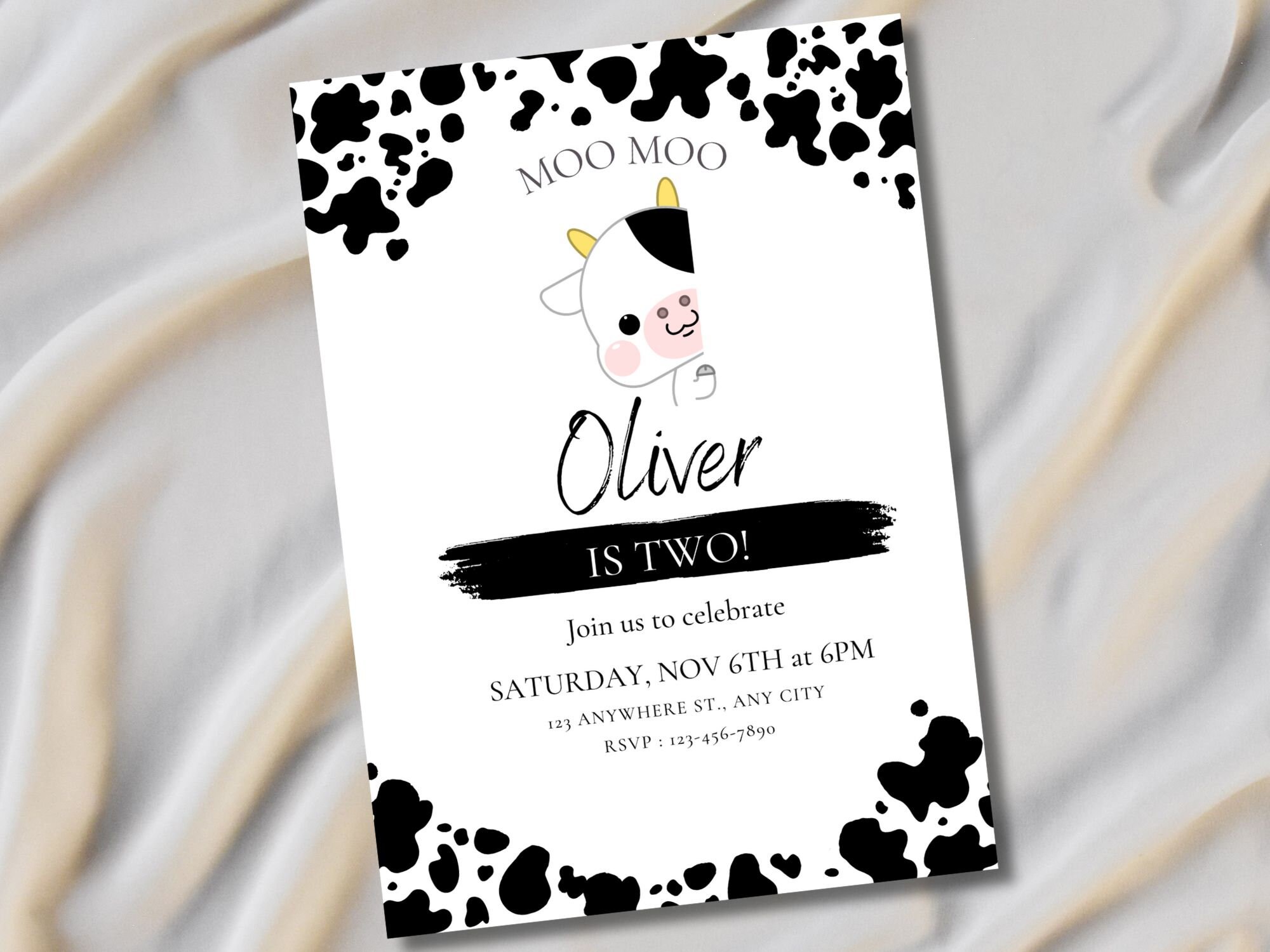 Holy Cow Birthday Invitation Template: Editable Farm Animal Party ...