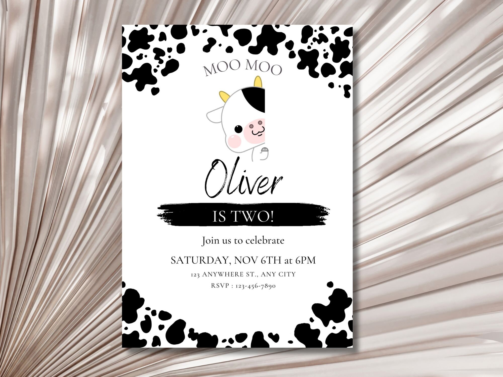 Holy Cow Birthday Invitation Template: Editable Farm Animal Party ...