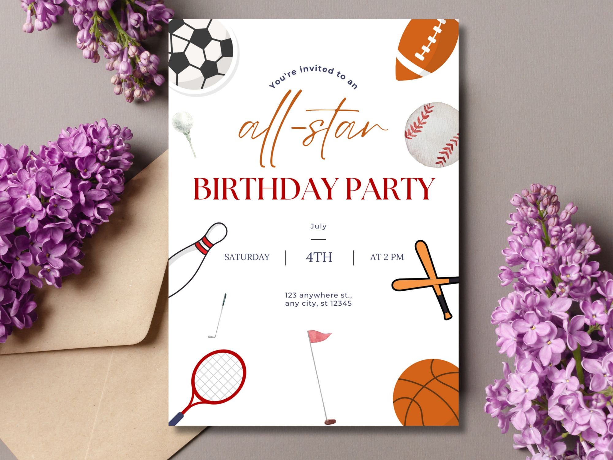 Editable Sports Invitation, Neon Sports Invites, Sports Flyer, Sport ...