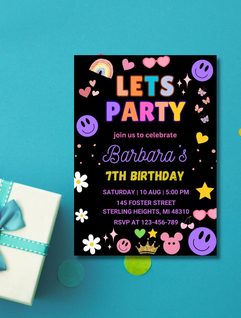 Varsity Patch Birthday Invitation: SCL Inspired, Girls Party (digital ...