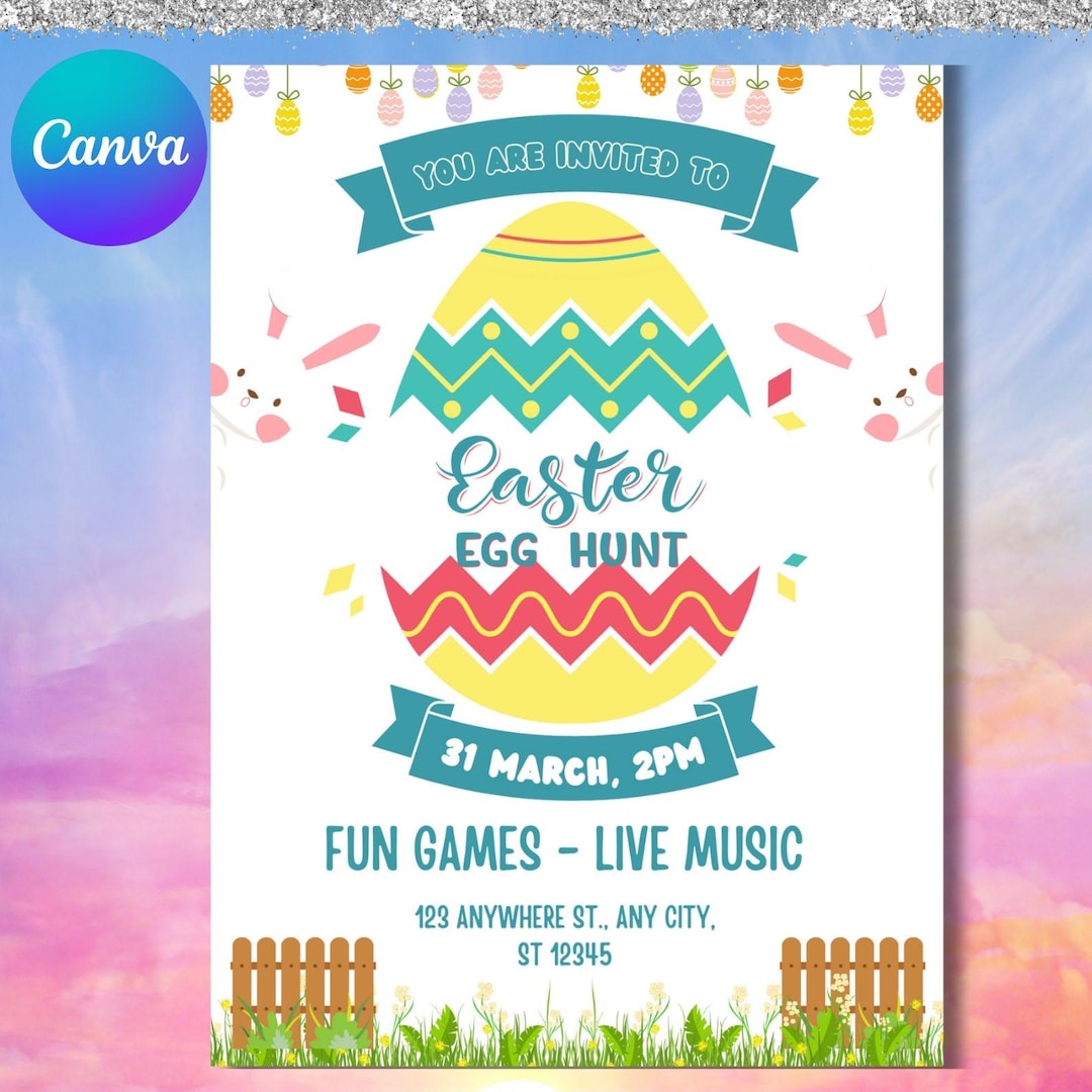 Editable Easter Egg Hunt Flyer Template, Printable Easter Egg Hunt ...