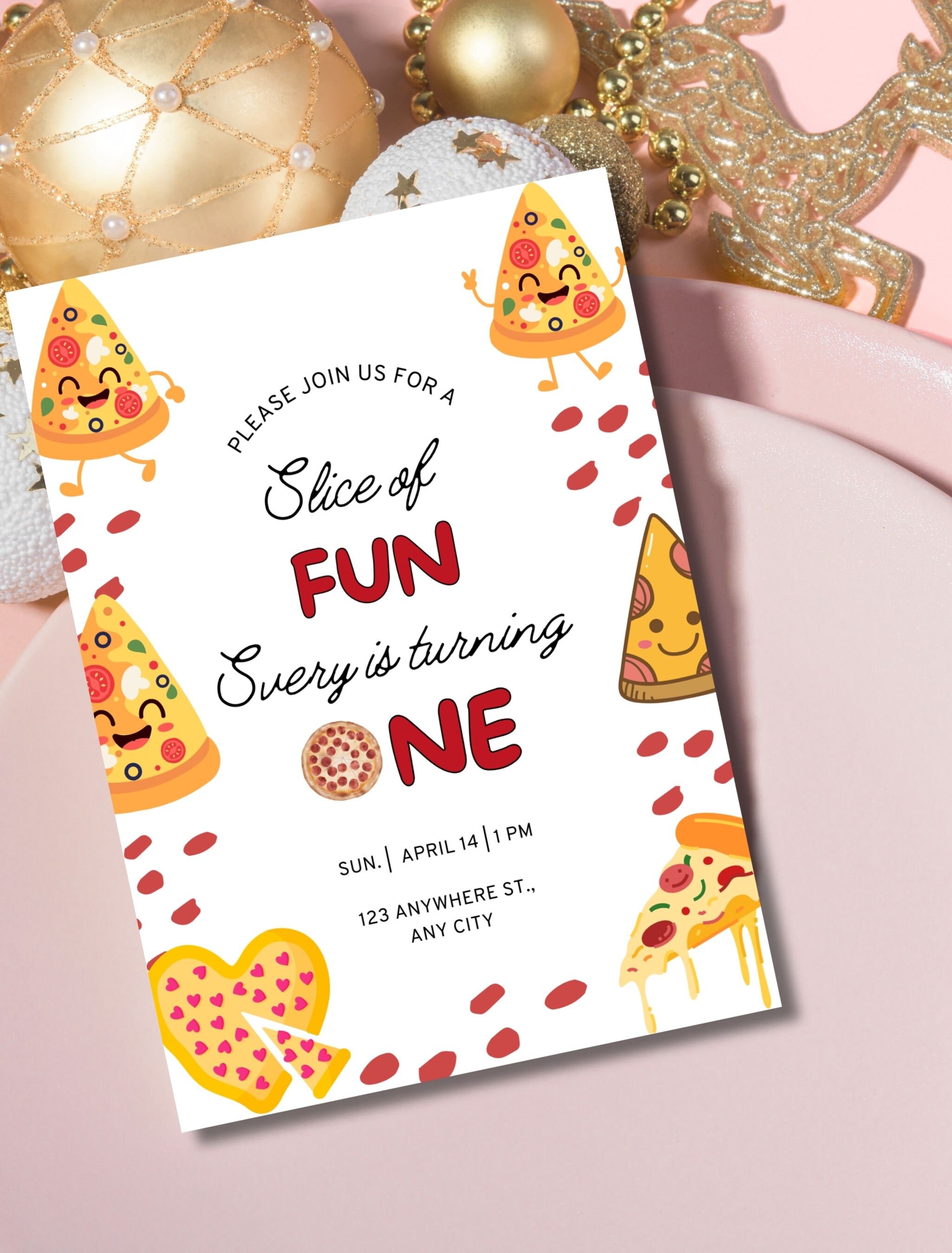 Pizza Party Birthday Invitation, Editable Snack Party Invite Template ...