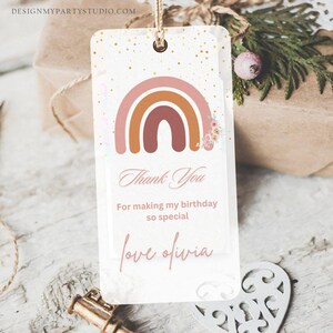 Rainbow Birthday Thank You Tag Pastel Rainbow Party Gift Tag Rainbow ...