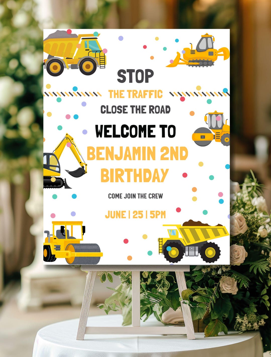 Editable Construction Welcome Sign, Construction Truck Party Decoration ...